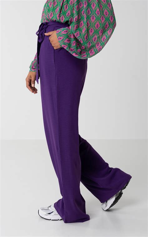 Wide Leg Pantalon Met Strikdetail Paars Guts Gusto