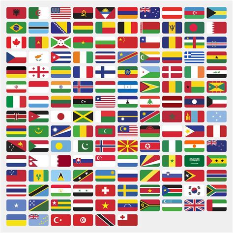 Set Of Rounded Rectangle Country Flags In The World 3584075 Vector Art