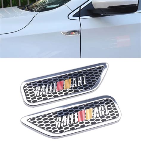 1PAIR 3D Aluminum Ralli Art Fender Side Emblem Car Sticker Badge Decal