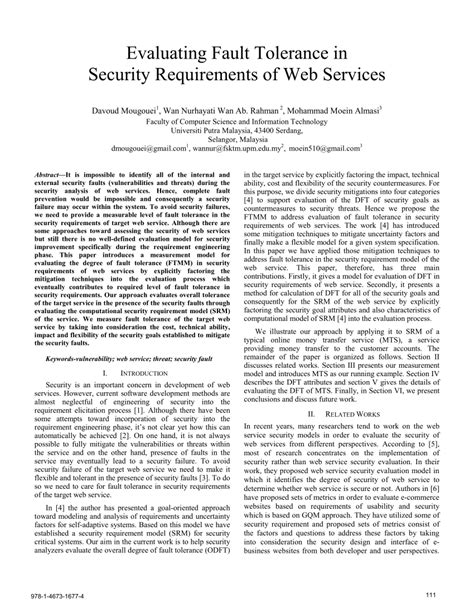 pdf evaluating fault tolerance in security requirements of web services