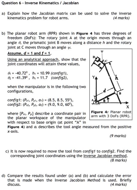 solved question 6 inverse kinematics jacobian a explain how the jacobian matrix can be used