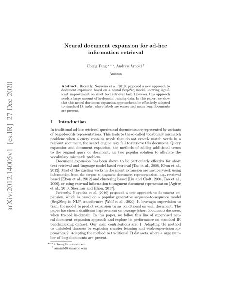 pdf neural document expansion for ad hoc information retrieval