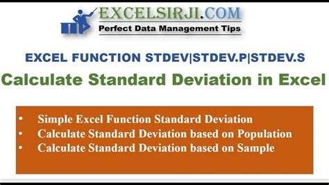 how to calculate standard deviation in excel standard deviation excel management tips