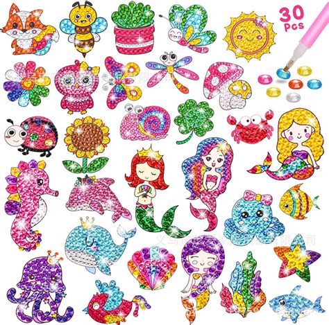 2024新款亚马逊热卖儿童钻石画5d随意贴 DIY钻石贴纸 点钻贴画 阿里巴巴