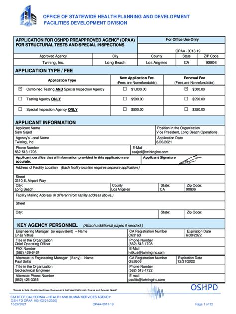 Fillable Online Oshpd Ca GovOSHPD HCAI Department Of Health Care