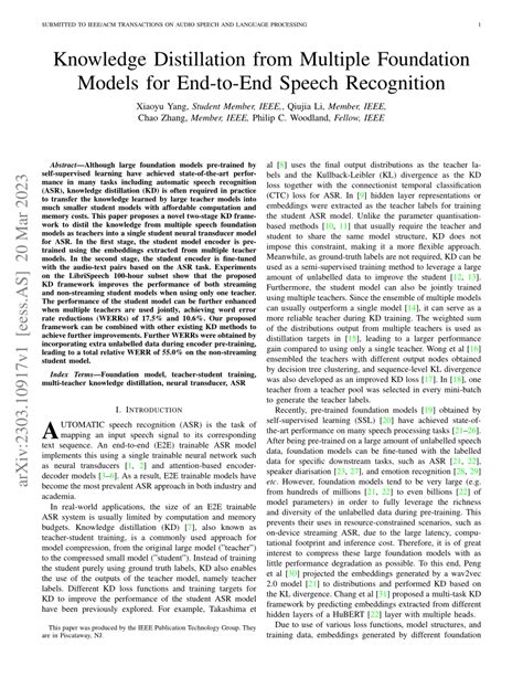 pdf knowledge distillation from multiple foundation models for end to end speech recognition