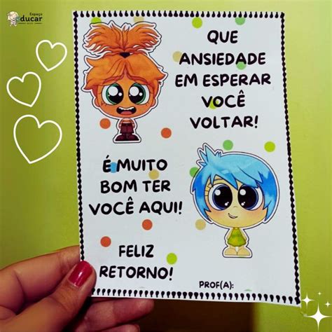 Cartão volta às aulas Divertidamente Blog Espaço Educar in 2024 Karen
