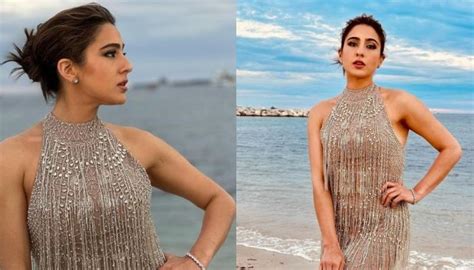 Cannes 2023 Sara Ali Khan Stuns In A Shimmery Sliver Bodycon Gown