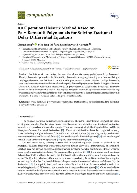 pdf an operational matrix method based on poly bernoulli polynomials for solving fractional