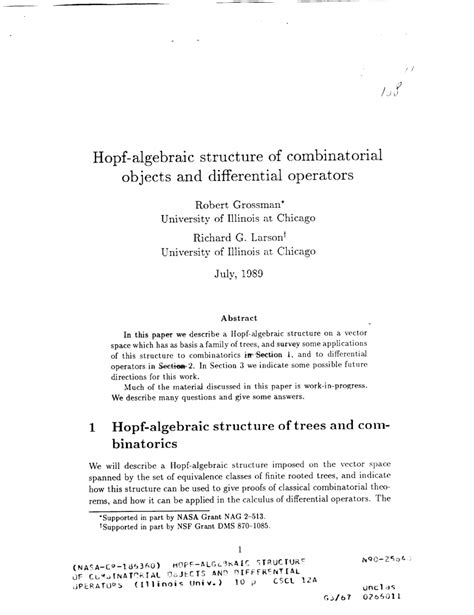 pdf hopf algebraic structure of combinatorial objects and differential operators