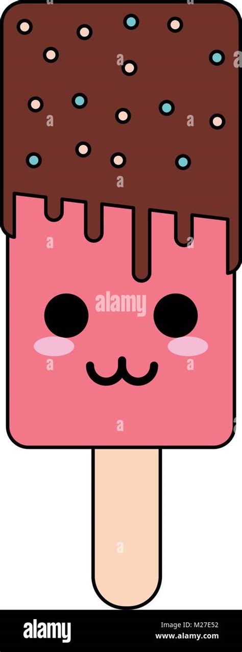 Paletas De Helados Kawaii Cute Cartoon Imagen Vector De Stock Alamy