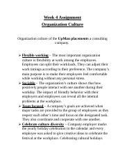 Week 4 Assignment Docx Week 4 Assignment Organization Culture