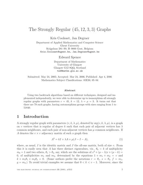 pdf the strongly regular 45 12 3 3 graphs