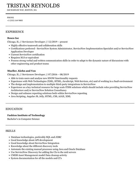 Servicenow Developer Resume Samples Qwikresume Off