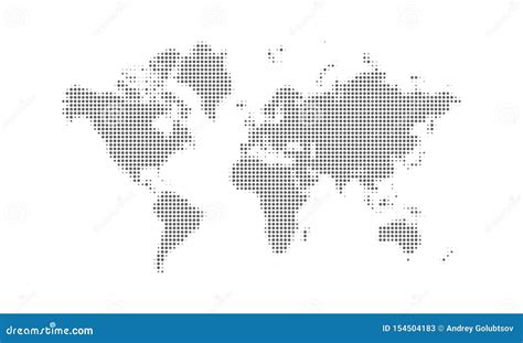 Dotted World Map Vector Background Digital Black Dot Isolated