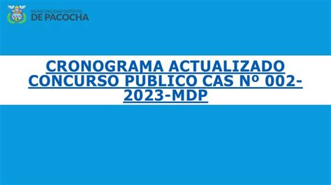 Cronograma Actualizado Para Concurso P Blico Cas N Mdp