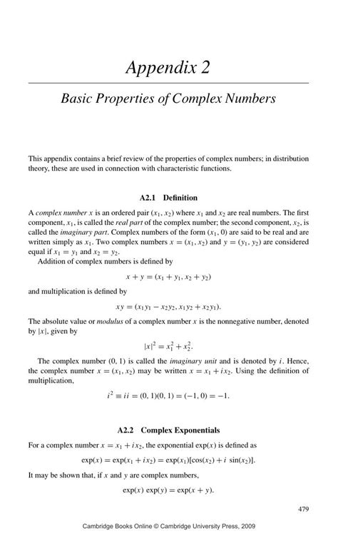 basic properties of complex numbers appendix 2 elements of distribution theory