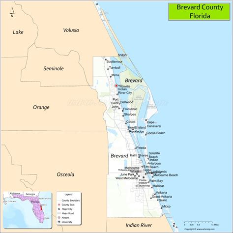Brevard County Map Florida USA Check Major Cities Towns County