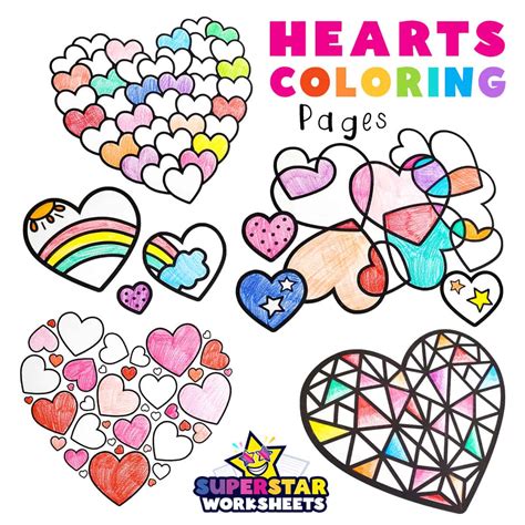 Stars And Hearts Coloring Pages