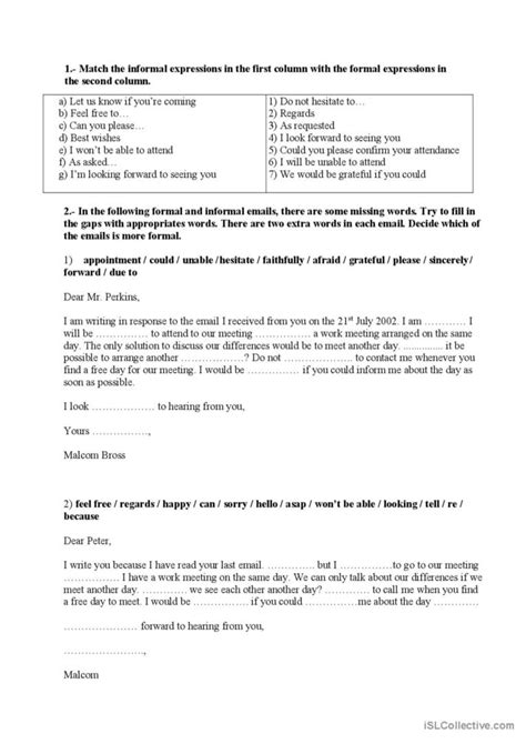 Formal And Informal Language Letter English ESL Worksheets Pdf Doc