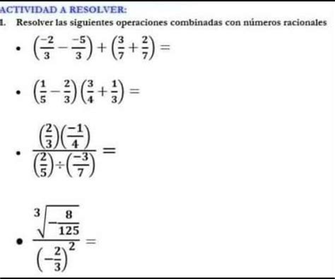 SOLVED resolver las siguientes operaciones combinadas con números