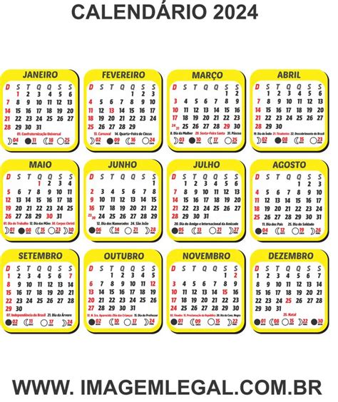 Calendário 2024 De Feriados E Para Imprimir Alta Qualidade Descubra