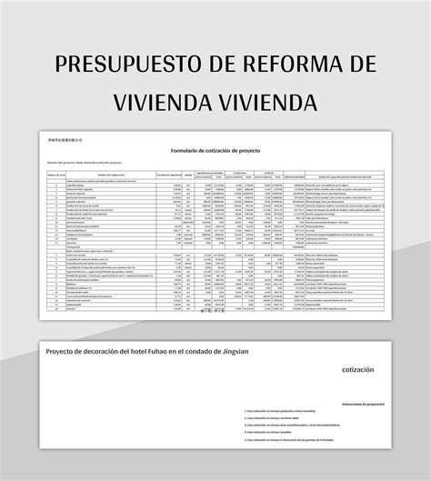 Plantilla De Excel Presupuesto De Reforma De Vivienda Vivienda Y Hoja