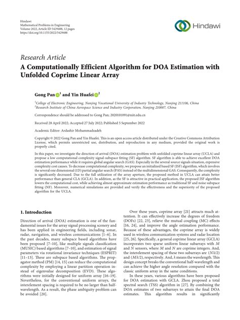 pdf a computationally efficient algorithm for doa estimation with unfolded coprime linear array