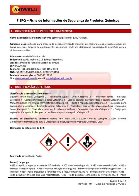 PDF FISPQ Ficha de Informações de Segurança de Produtos PDF
