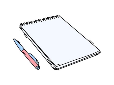 Iconos de bloc de notas y lápiz delineados sobre fondo blanco Vector