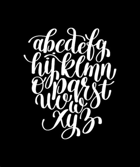 Premium Vector Black And White Hand Lettering Alphabet Design