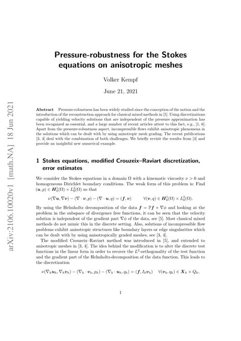 pdf pressure robustness for the stokes equations on anisotropic meshes