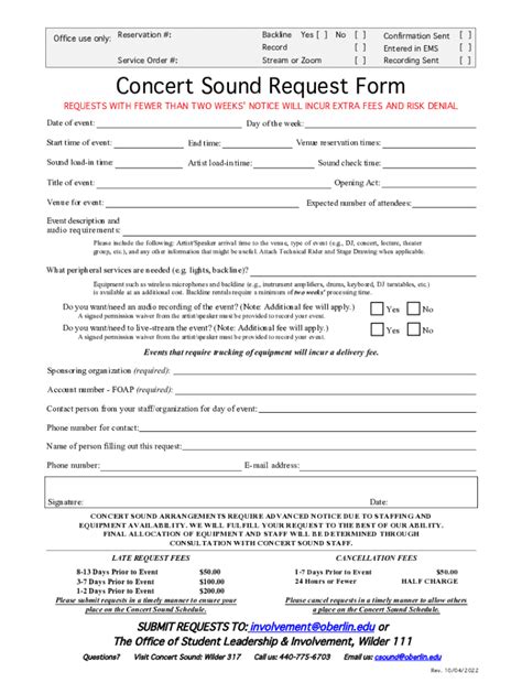 Fillable Online Concert Sound Request Form Fax Email Print PdfFiller