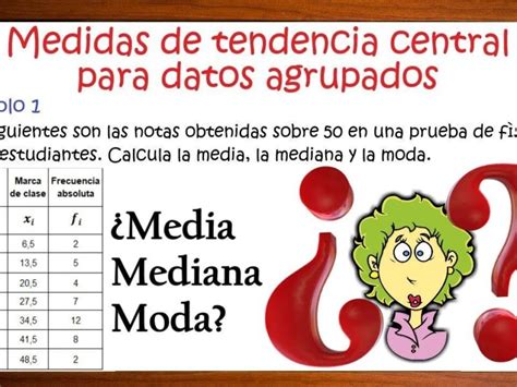 Formulas para medidas de tendencia central media aritmética mediana y