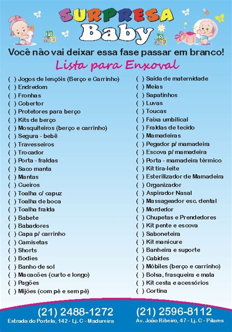 Lista Para Enxoval Surpresa Baby