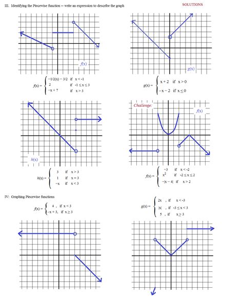 piecewise functions worksheets with answers