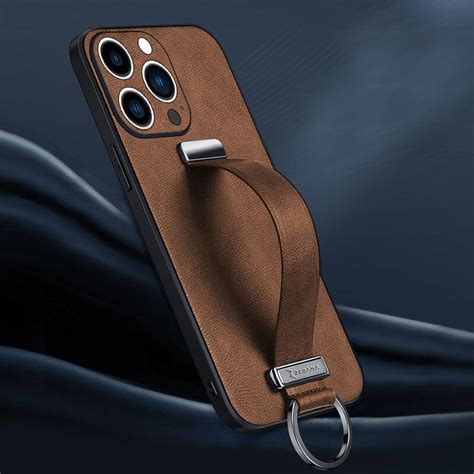 Apple iPhone 15 Pro Max Kılıf Kahverengi Zebana Classic Deri Kılıf