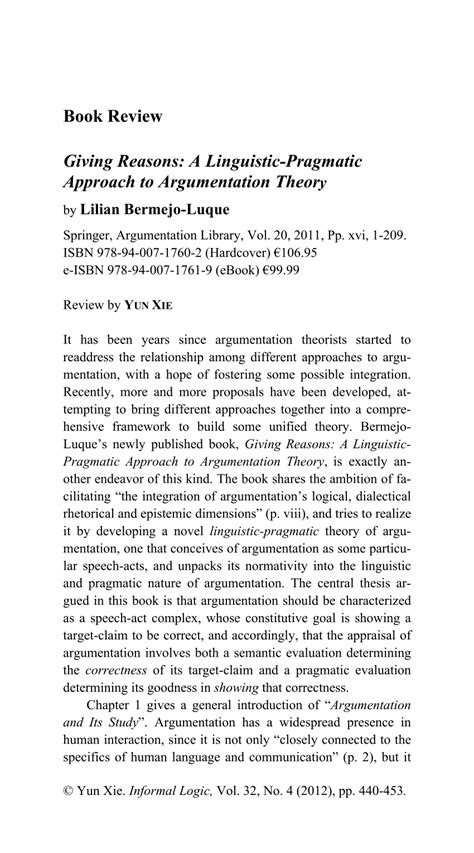 pdf book review giving reasons a linguistic pragmatic approach to argumentation theory