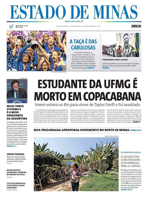 Confira A Capa Do Jornal Estado De Minas Do Dia 20 11 2023
