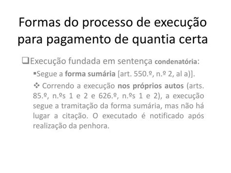 PPT Formas do processo de execução para pagamento de quantia certa