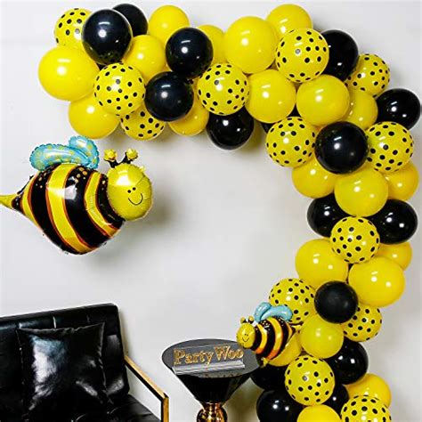 PartyWoo Bee Balloons 72 Pcs Yellow Balloons Yellow Polka Dot Balloons