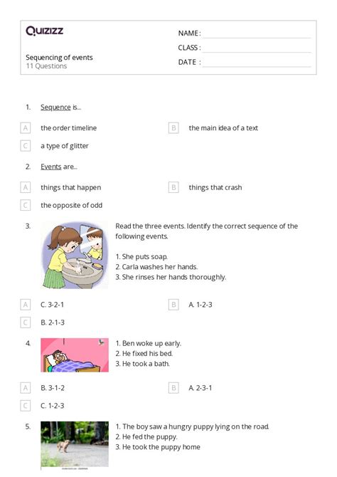Sequencing Events Worksheets For Th Grade On Quizizz Free