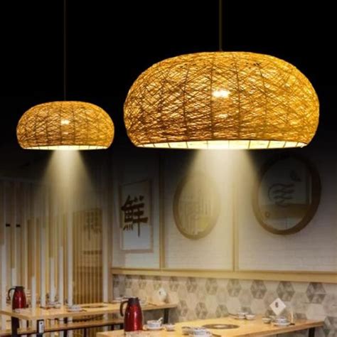 Lumière pendante en bambou Lampe Suspendue en Bambou Panier Boho Abat