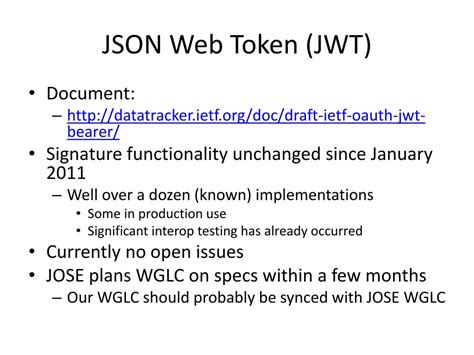 PPT JSON Web Token JWT Bearer Token Profiles For OAuth 2 0