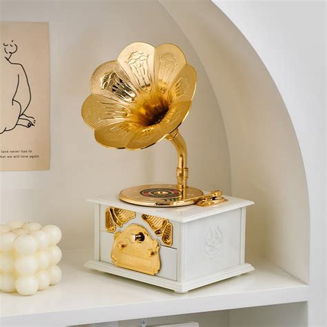 Bo Te Musique Phonographe En M Tal En Bois Antique Ornements R Tro Pour