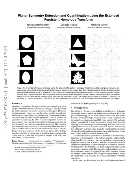 pdf planar symmetry detection and quantification using the extended persistent homology transform