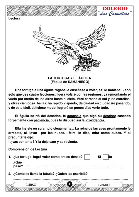 Lectura 1 wedfv CURSO 1 GRADO Lectura LA TORTUGA Y EL ÁGUILA