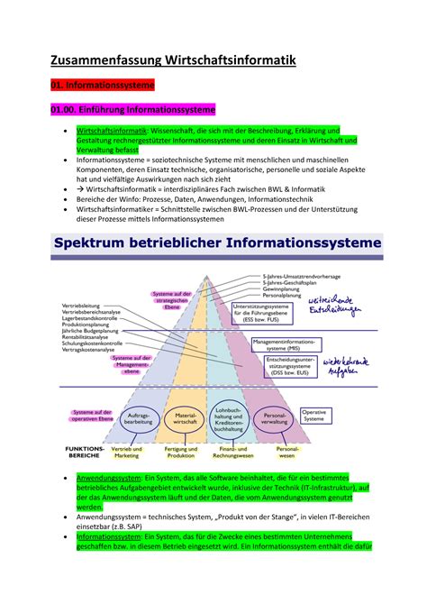 Zusammenfassung Wirtschaftsinformatik Informationssysteme 01