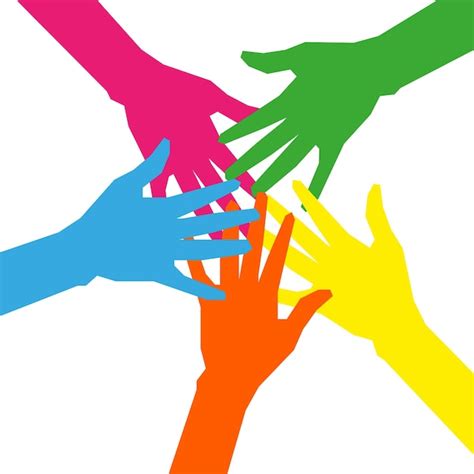 Premium Vector Hands Teamwork Color Hands Vector
