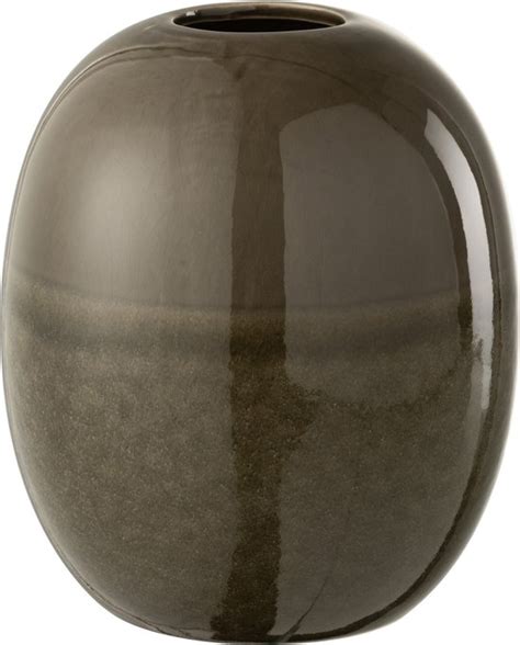 J Line Vaas Marie Keramiek Groen Small Bloemenvaas 20 Cm Hoog Bol